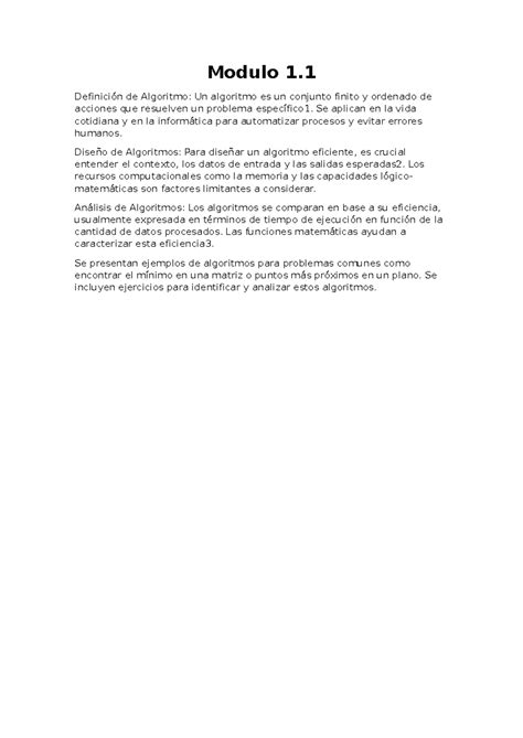 Modulo 1 Algoritmos Y Estructuras De Datos Definición De Algoritmo Un Algoritmo Es Un