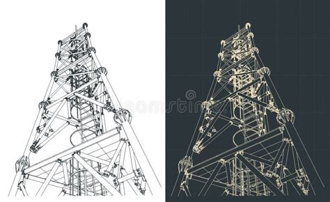 Telecommunication Tower Blueprints Stock Vector Illustration Of Information Cellular 261479010