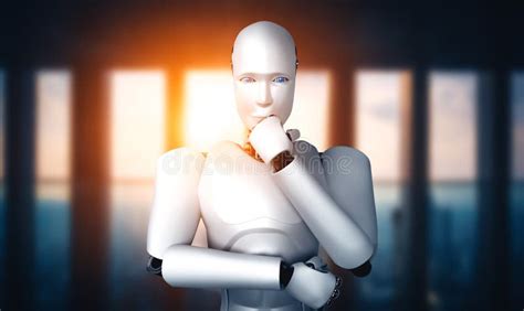 Xai Thinking Ai Humanoid Robot Analyzing Information Data Stock