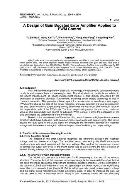 Pdf A Design Of Gain Boosted Error Amplifier Applied To Pwm Control Pdf A Design Of Gain Boosted Error Amplifier Applied To Pwm Control
