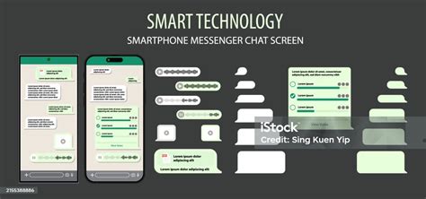 스마트 폰과 메신저 Ui 템플릿 소셜 커뮤니케이션 및 메신저 앱 모바일 통신 일러스트 Smart Mobile Phone 템플릿의