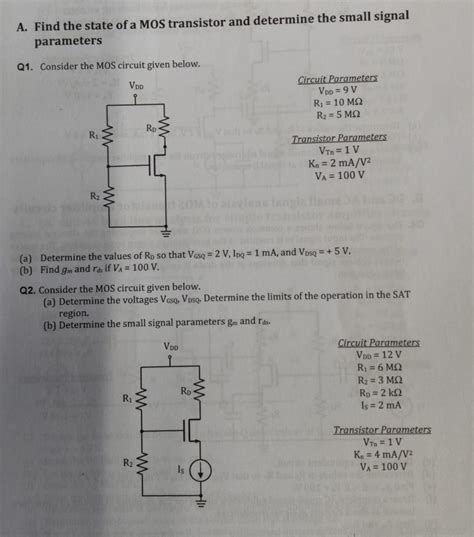 Solved A Find The State Of A MOS Transistor And Determine Chegg Com