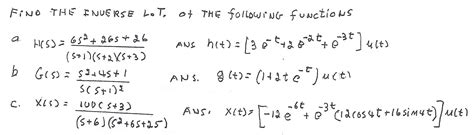 solved find the inverse l t of the following functions a