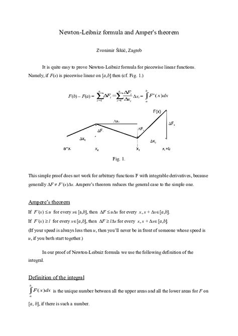 Pdf Newton Leibniz Formula And Ampers Theorem