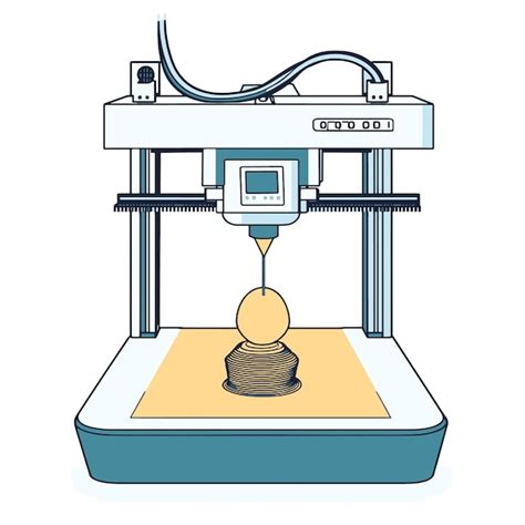 minimalist vector of a 3d printer in action creating a small object