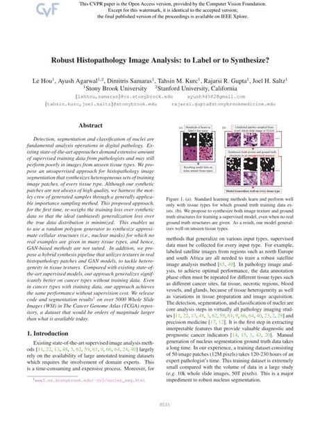 PDF Robust Histopathology Image Analysis To Label Or Openaccess Thecvf Content CVPR