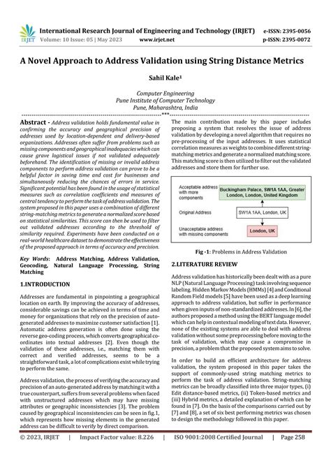 A Novel Approach To Address Validation Using String Distance Metrics By Irjet Journal Issuu