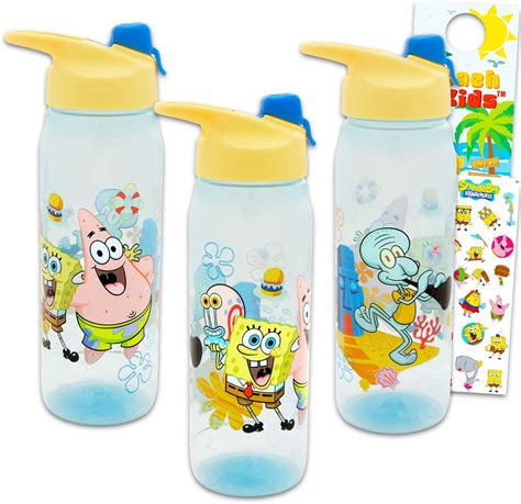 Spongebob Squarepants Spongebob Water Bottles 3 Pack Bundle With 3