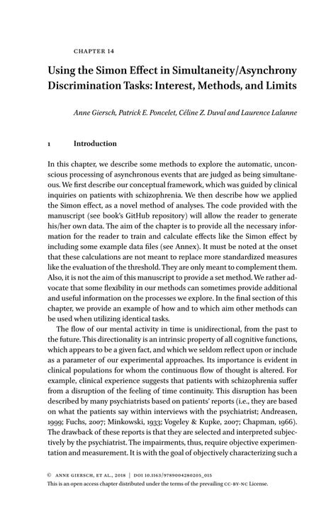 Pdf Using The Simon Effect In Simultaneityasynchrony Discrimination Tasks Interest Methods