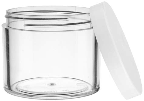 Empty Thick Wall Clear Polystyrene Plastic Round Jar With White Cap 4oz