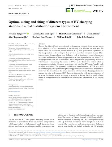 PDF Optimal Sizing And Siting Of Different Types Of EV Charging Stations In A Real