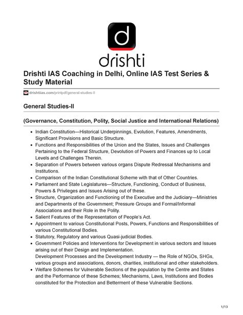 Gs2 Upsc Mains Syllabus Drishti Ias Coaching In Delhi Online Ias