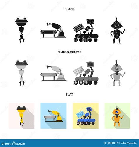Isolated Object Of Robot And Factory Logo Collection Of Robot And