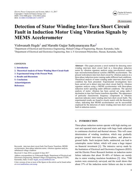 pdf detection of stator winding inter turn short circuit fault in