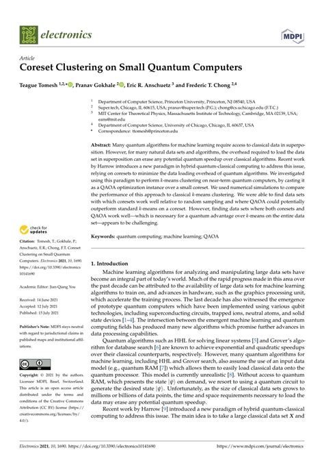 Pdf Coreset Clustering On Small Quantum Computers