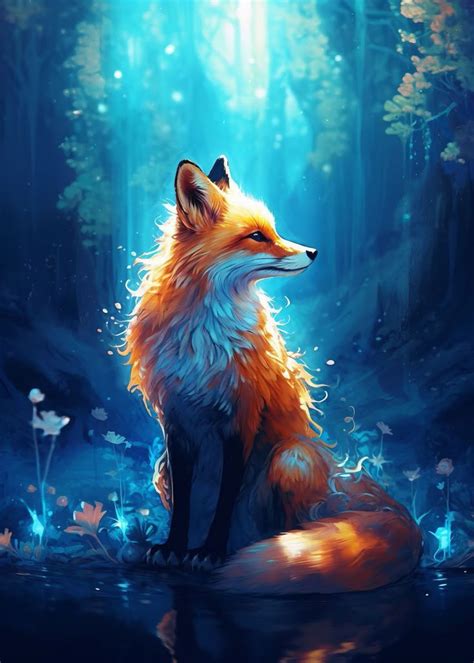 Fox In Forest Poster Picture Metal Print Paint By Favoriteplates Displate Fox Artwork