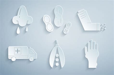 신장 콩 흡입기 응급 자동차 건선 이나 습 진 땅콩 및 콧물 아이콘손 설정 벡터 3차원 형태에 대한 스톡 벡터 아트 및 기타 이미지 3차원 형태 건강 진단 건강관리와