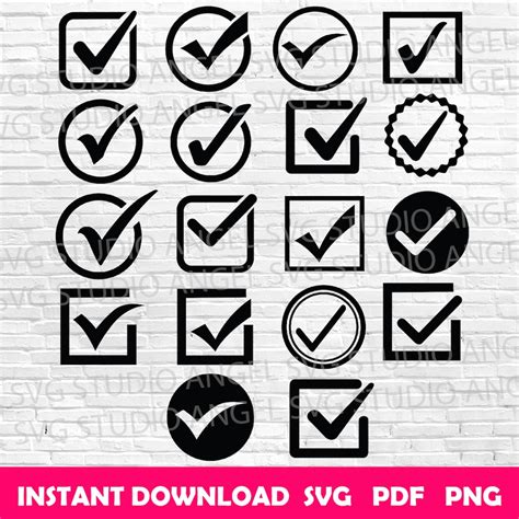 Checkmark Svg Bundle Vector Clipart Cut Files Digital Download Etsy