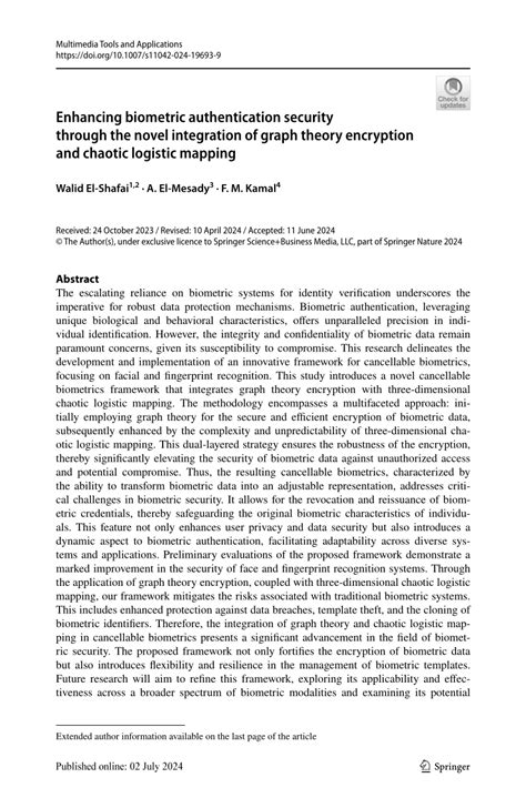 Pdf Enhancing Biometric Authentication Security Through The Novel Integration Of Graph Theory