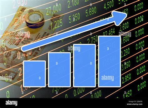 Economy Graph Up Arrow Cash Indian Rupees Notes And Stock Market