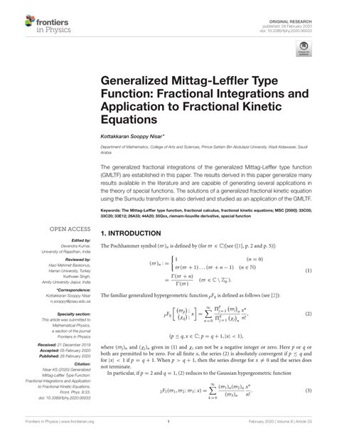 Pdf Generalized Mittag Leffler Type Function Fractional Integrations