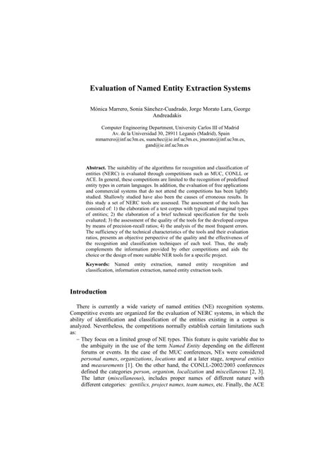 PDF Evaluation Of Named Entity Extraction Systems