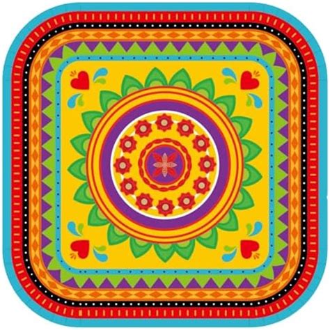 24pcs 9 Mexican Fiesta Party Paper Plates Toys And Games