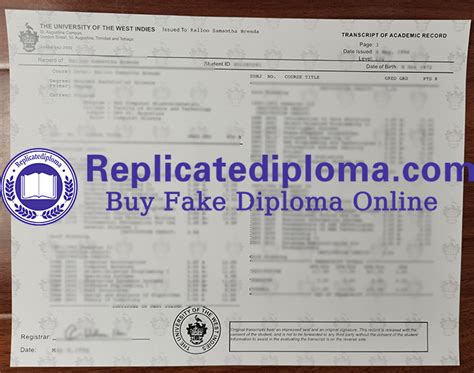 Buy University Of The West Indies Transcript Uwi Diploma