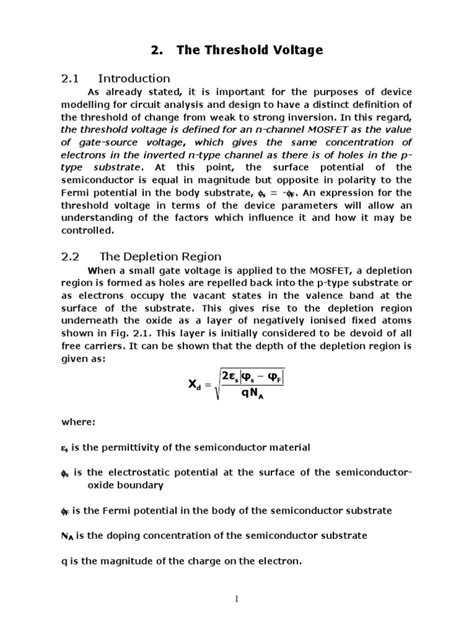 2 Threshold Voltage Pdf Pdf Mosfet Field Effect Transistor