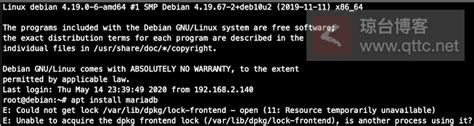 Debian apt install Could not get lock 错误 琼台博客
