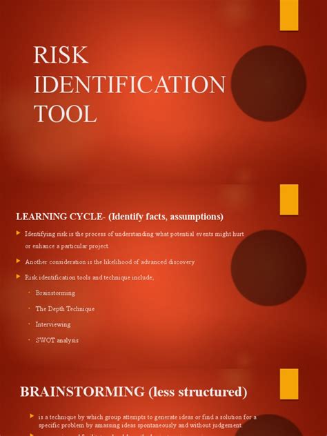 Risk Identification Tool Pdf Brainstorming Risk
