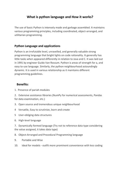 what is python language and how it works pdf