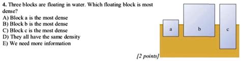 solved three blocks are floating in water which floating block is