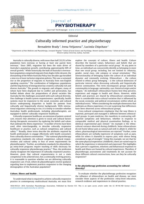 Pdf Culturally Informed Practice And Physiotherapy