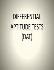 Differential Aptitude Tests Pdf DIFFERENTIAL APTITUDE TESTS DAT DIFFERENTIAL APTITUDE TESTS