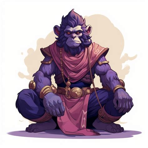 Premium Photo Anthropomorphic Violet Monkey God Dnd 5e Cliff Chiang Style