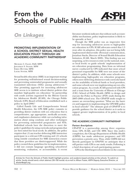 PDF Promoting Implementation Of A Babe District Sexual Health Education Policy Through An
