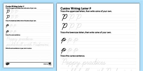 Printable Cursive P Worksheet Ela Resources Twinkl Usa