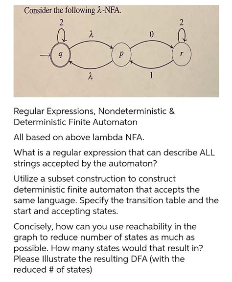 answered consider the following λ nfa 2 2 n 0 bartleby