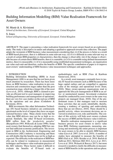 Pdf Building Information Modelling Bim Value Realisation Framework For Asset Owners