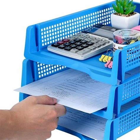 Blue Plastic 3pcs Document Organizer Tray Set Of 3 Classroom Turn In Trays At ₹ 320 Piece In Surat