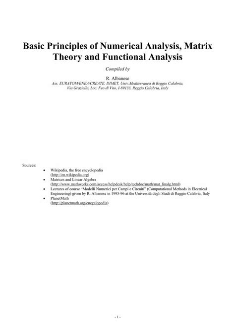 pdf basic principles of numerical analysis matrix theory and