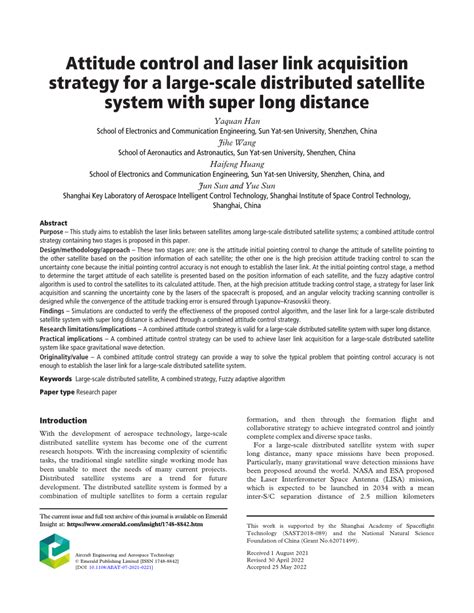 Pdf Attitude Control And Laser Link Acquisition Strategy For A Large Scale Distributed
