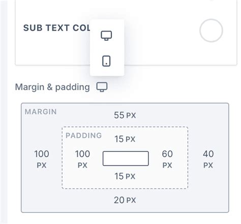 enhanced margin and padding options for mobile apps