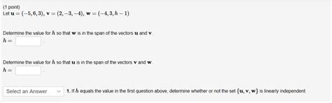 Solved Point Let U V W H Chegg Com
