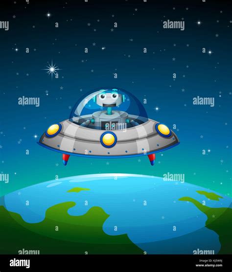 Illustration Of A Robot Inside The Spaceship Stock Vector Image And Art