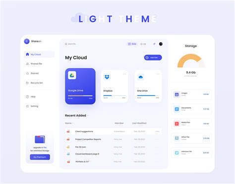 Cloud Storage Dashboard UI Design Behance