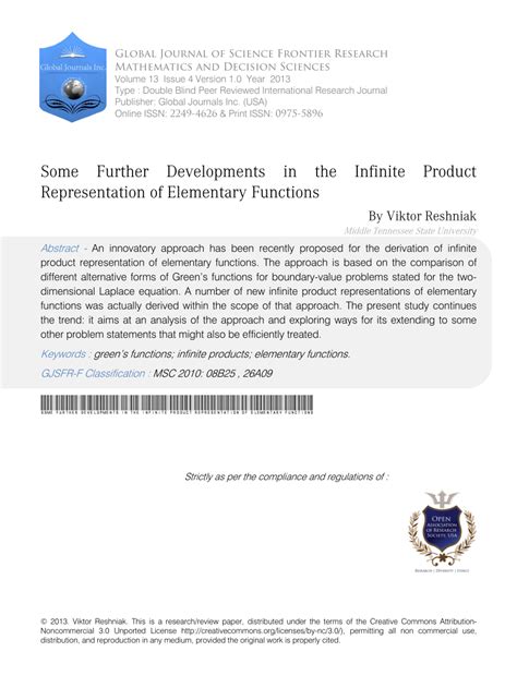 Pdf Some Further Developments In The Infinite Product Representation Of Elementary Functions