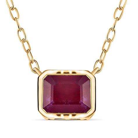 African Ruby Necklace Size 20 In 18k Yellow Gold Vermeil Plated Sterling Silver 6 98 Ct
