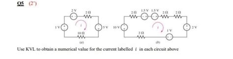 solved use kvl to obtain a numerical value for the current